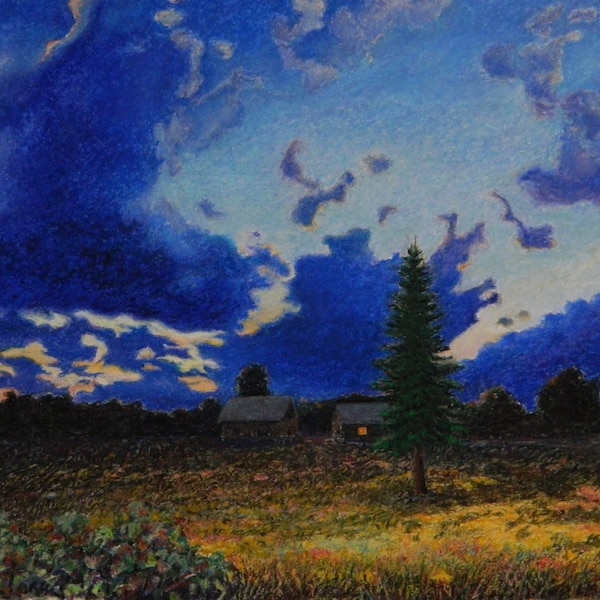 Oil Pastel Painting, Original Painting, Tree Painting, Landscape ...