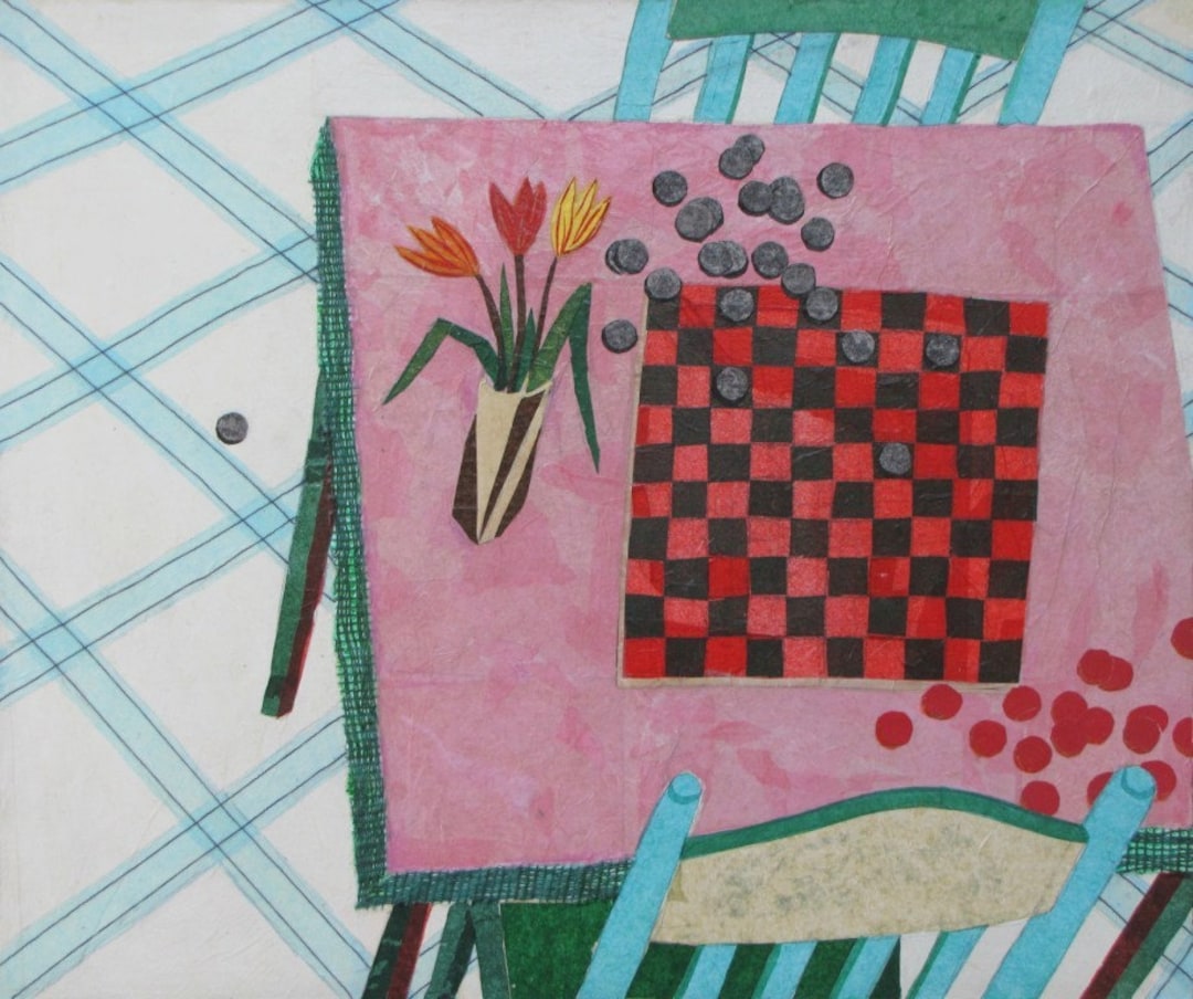 Original Art, Paper Collage, Still Life, Board Game, Table Collage ...