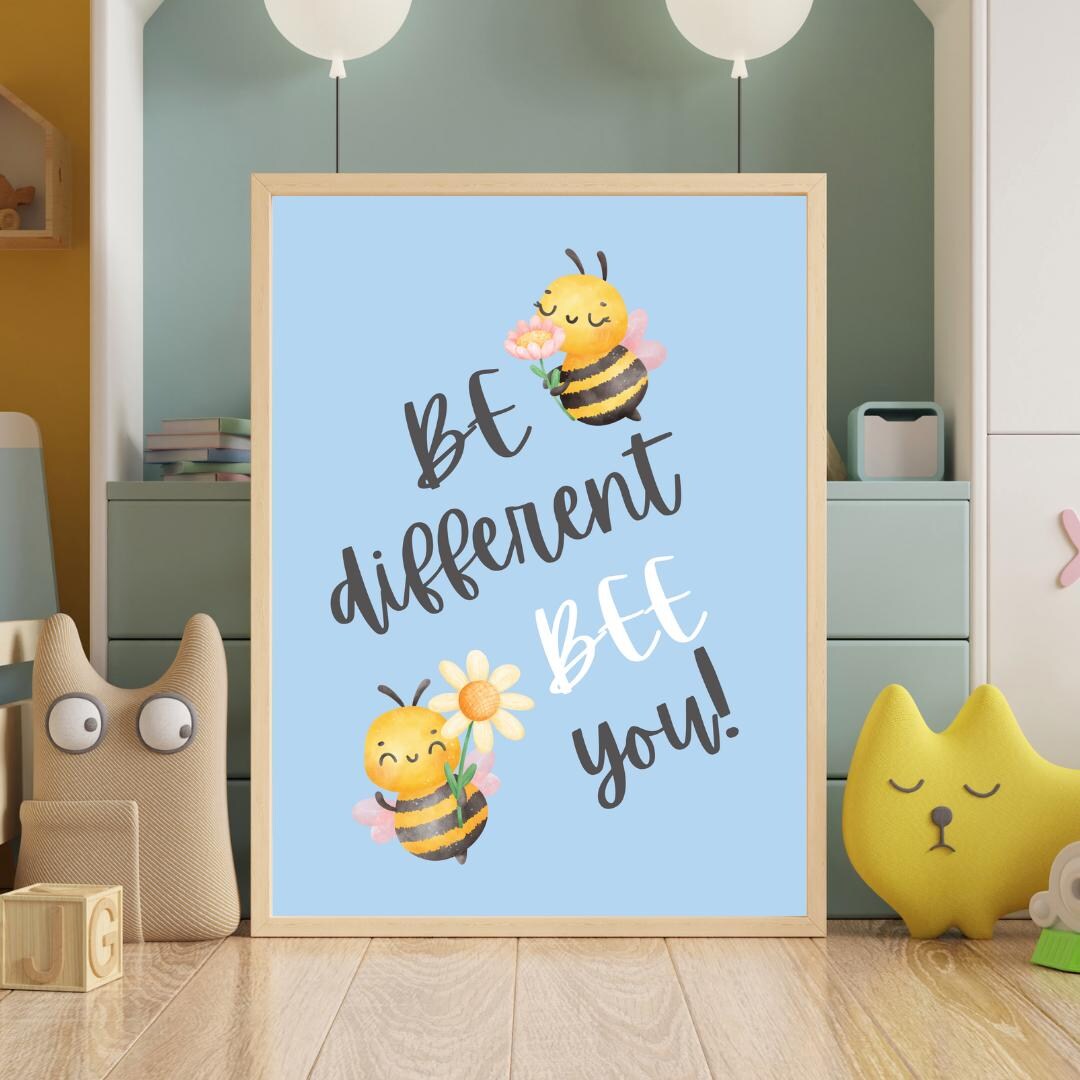 Cute Bee Nursery Print Set, Bee Wall Art, Baby Room Decor, Kids ...