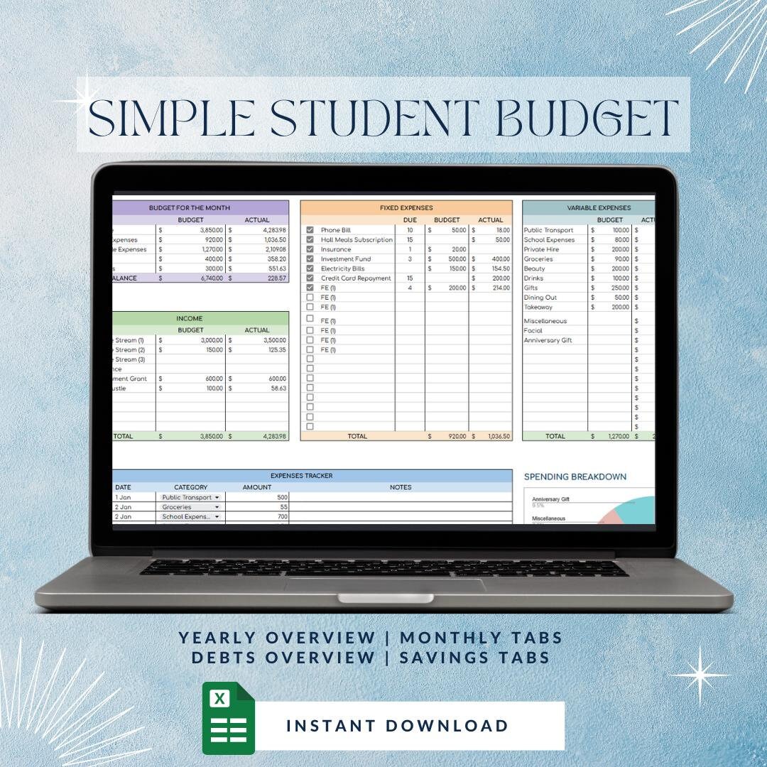 Simple Student Budget Planner - Etsy
