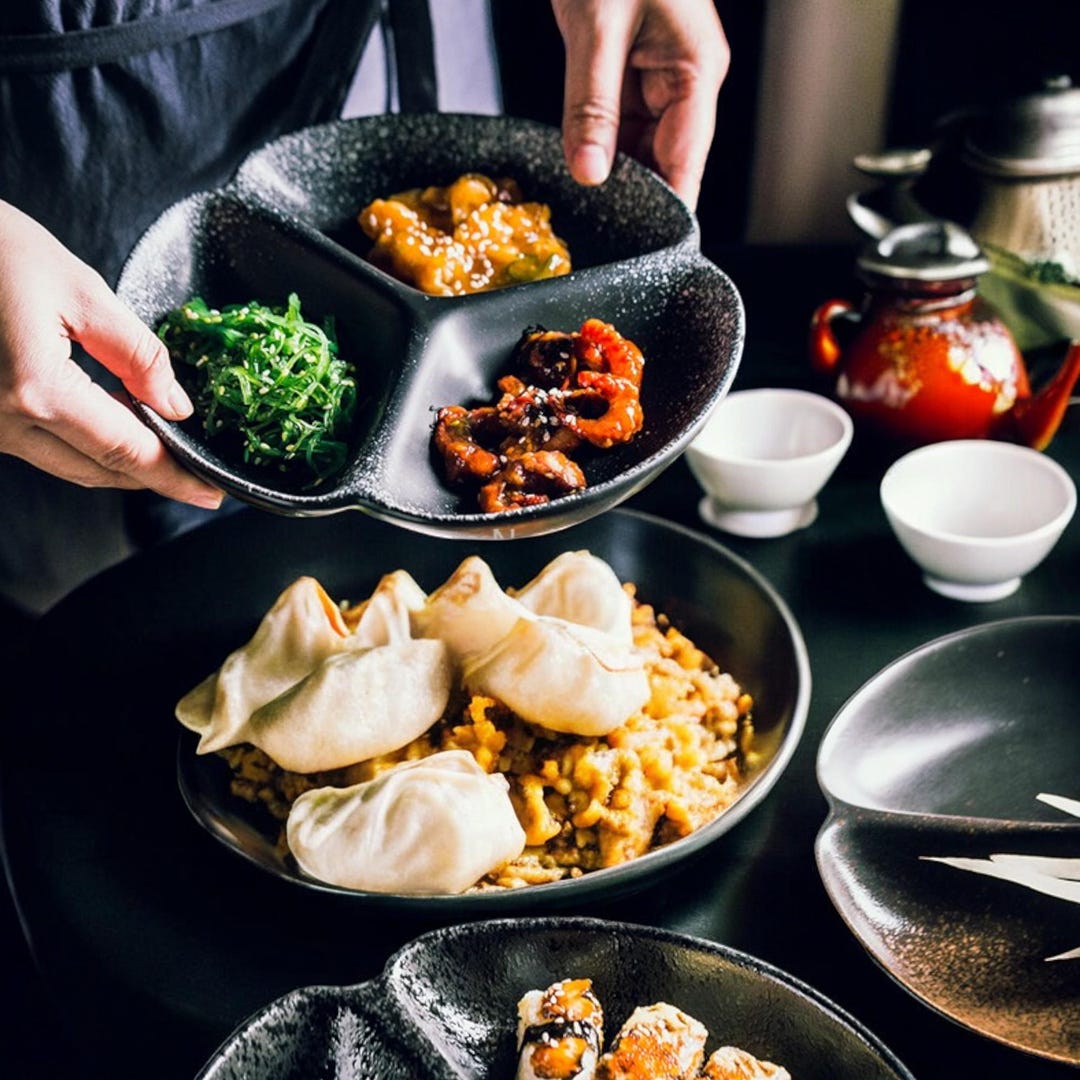 Porcelain Sectioned Plates | 5-compartment Dish for Balanced Meals ...