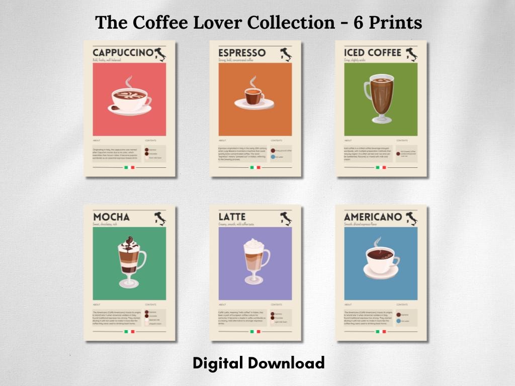 Set of 6 Coffee Guide Posters, Barista Poster, Desenio Coffee Print ...