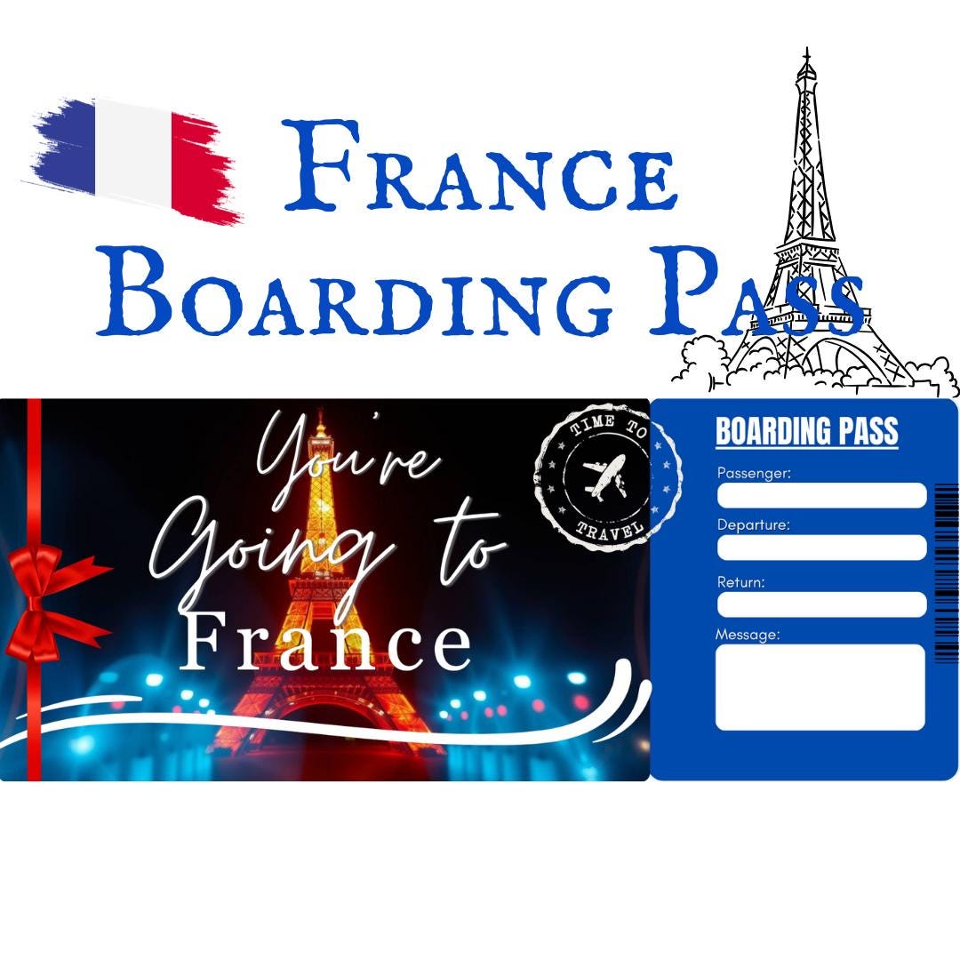 Personalized France Boarding Pass Gift-custom Surprise France Trip ...