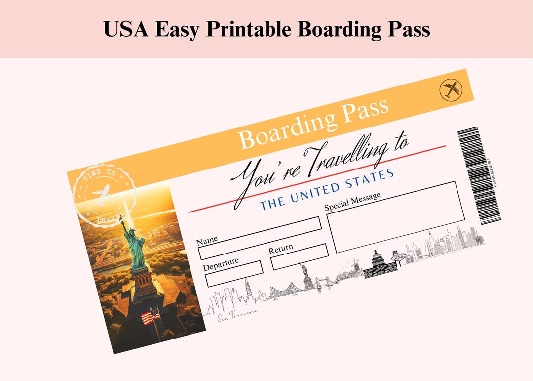 Personalized USA Boarding Pass Gift-custom Surprise America Trip ...