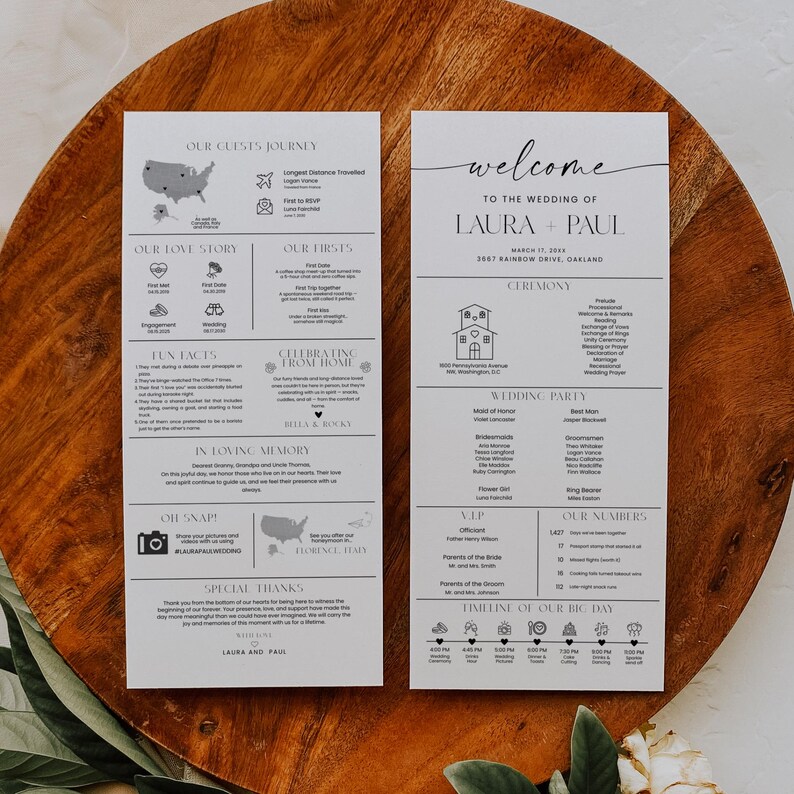 Infographic Wedding Program Template, Wedding Ceremony Program, Wedding ...