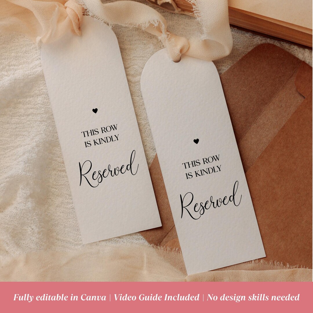 Reserved Row Sign, Cutom Reserved Seating Tags for Wedding, Reserved ...