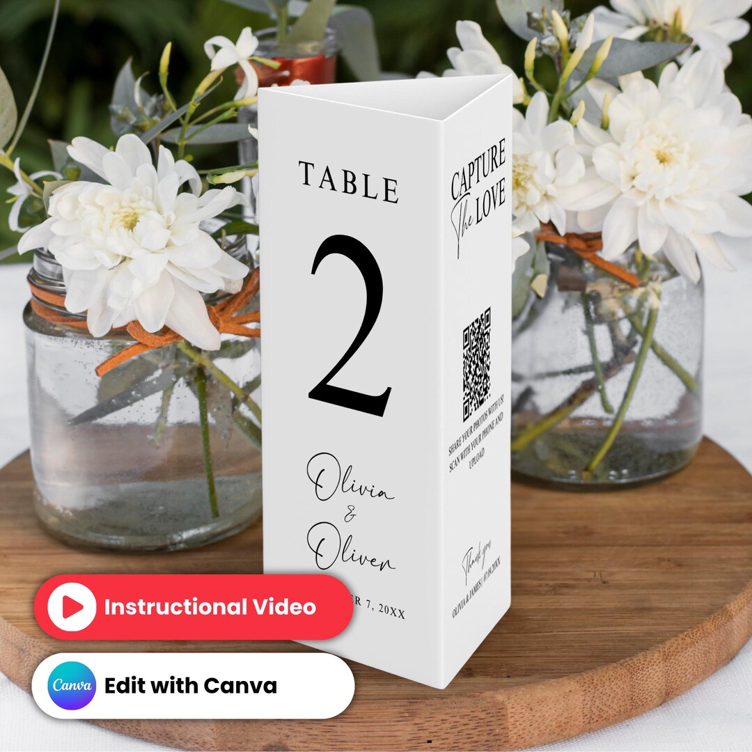 Wedding Trifold Table Number Template, Modern Table Number Sign ...