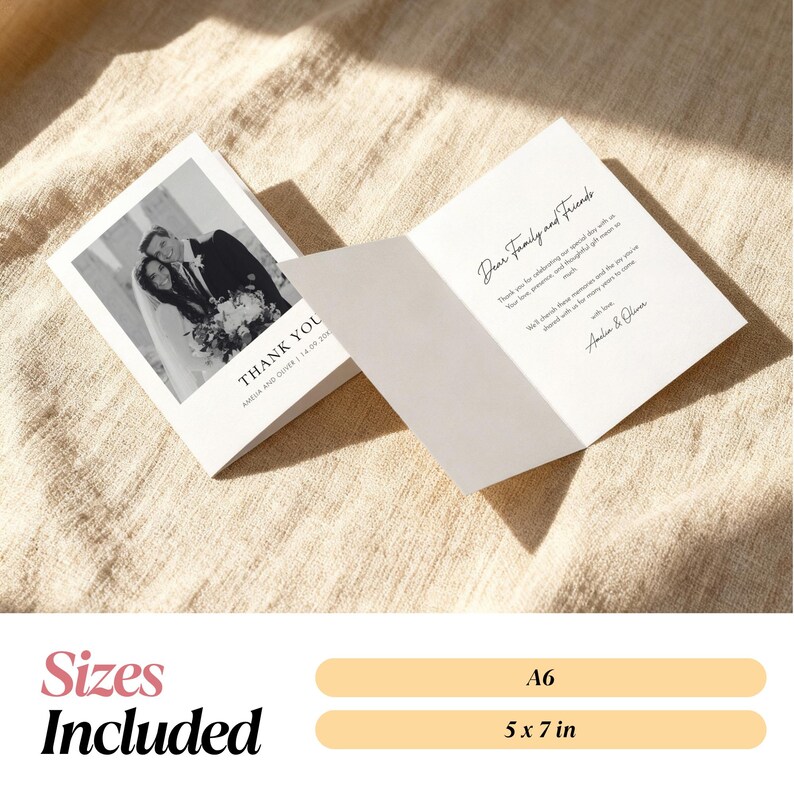 Folded Wedding Thank You Cards With Photo, Thank You Cards Wedding ...