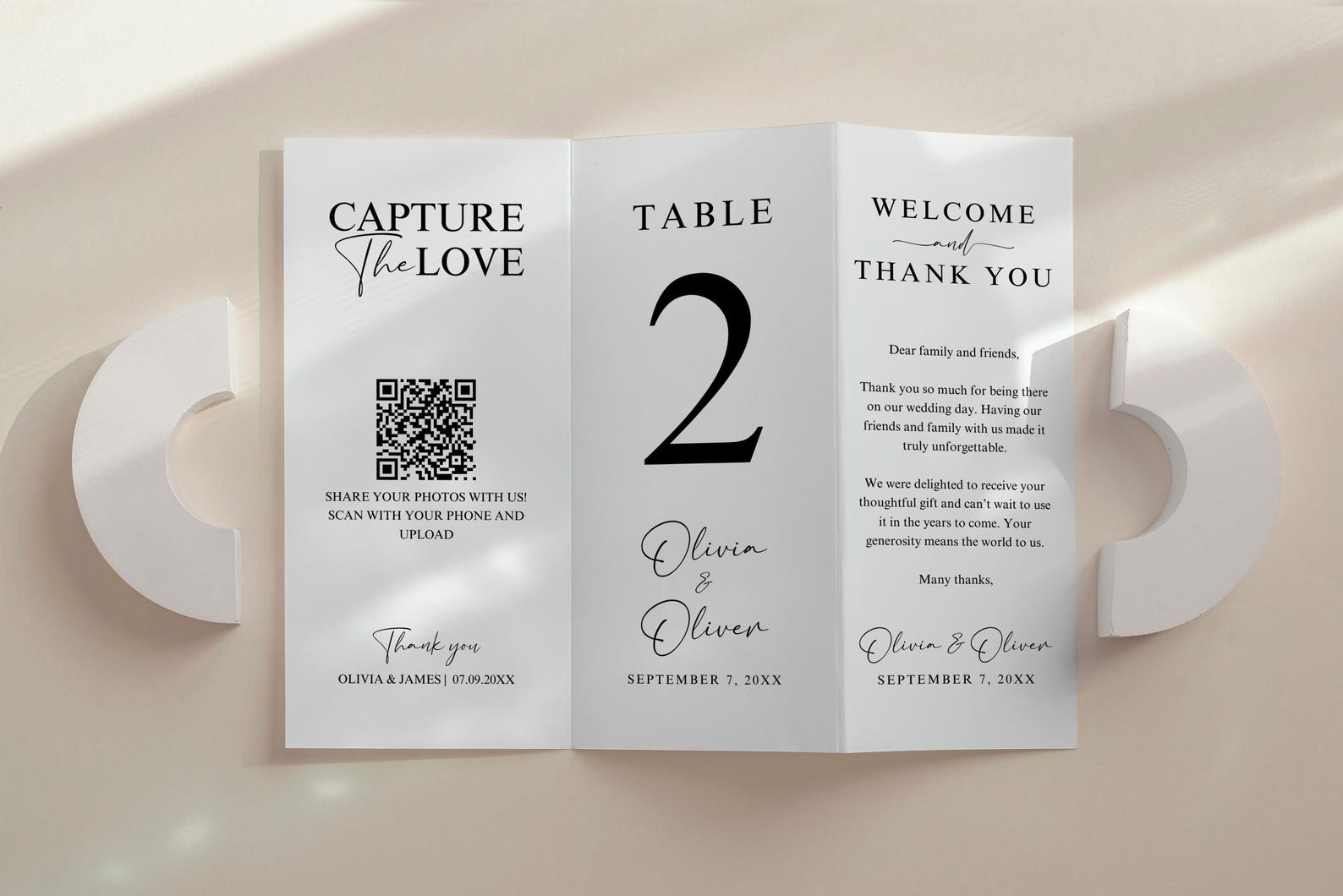 Wedding Trifold Table Number Template, Modern Table Number Sign ...