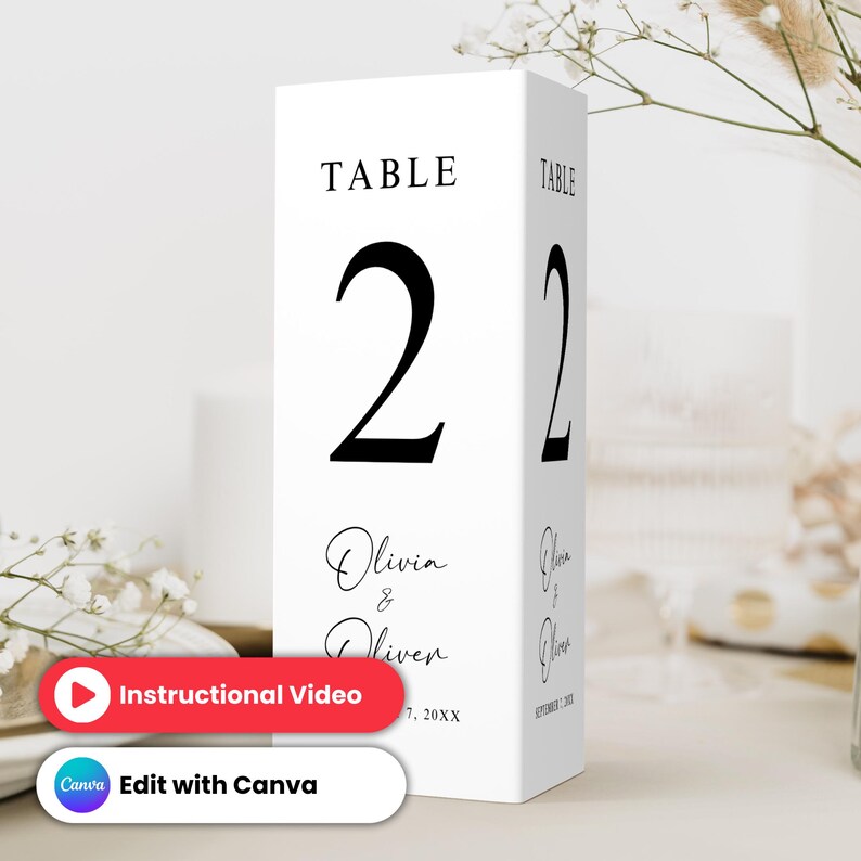 Wedding Trifold Table Number Template, Modern Table Numbers, Wedding ...