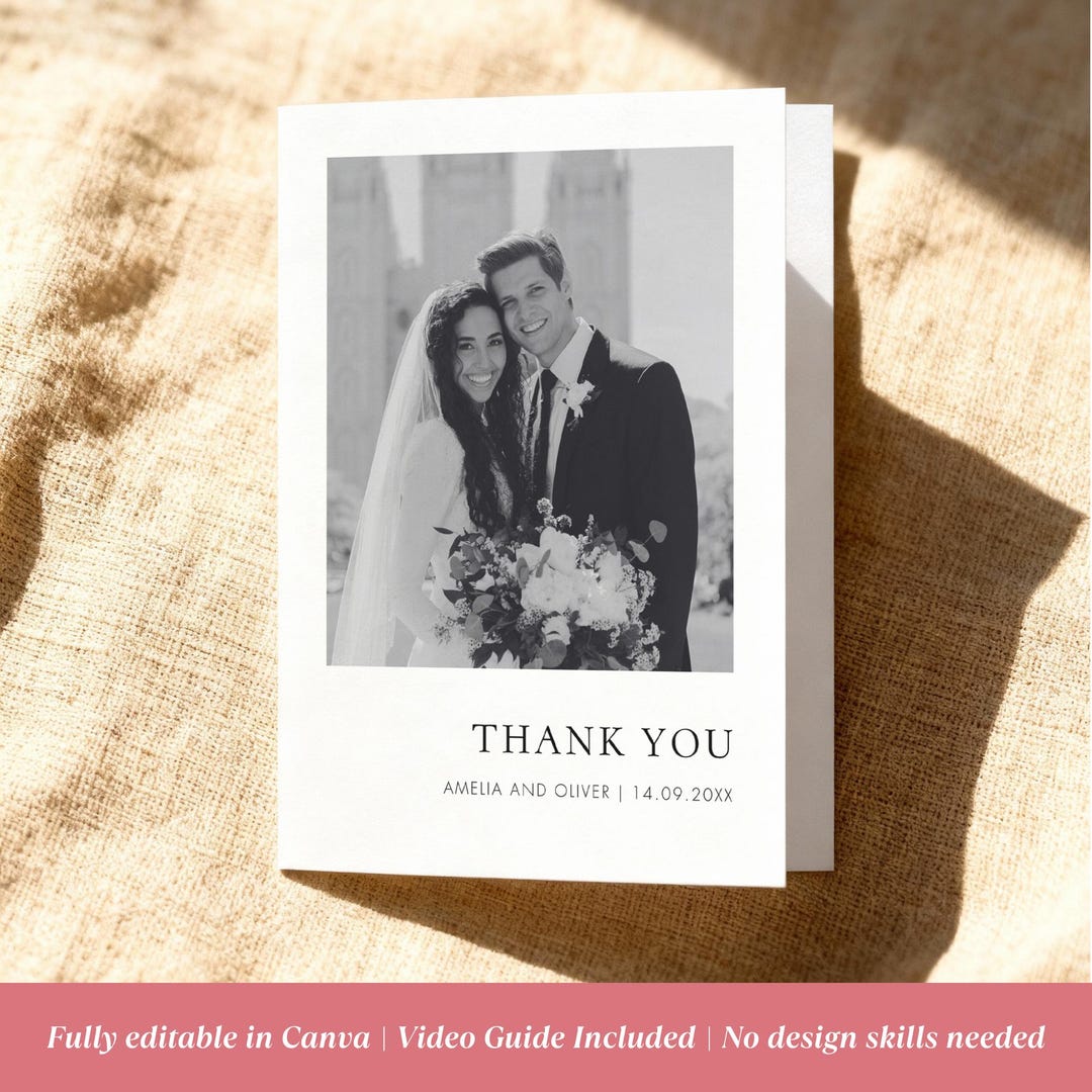 Folded Wedding Thank You Cards With Photo, Thank You Cards Wedding ...