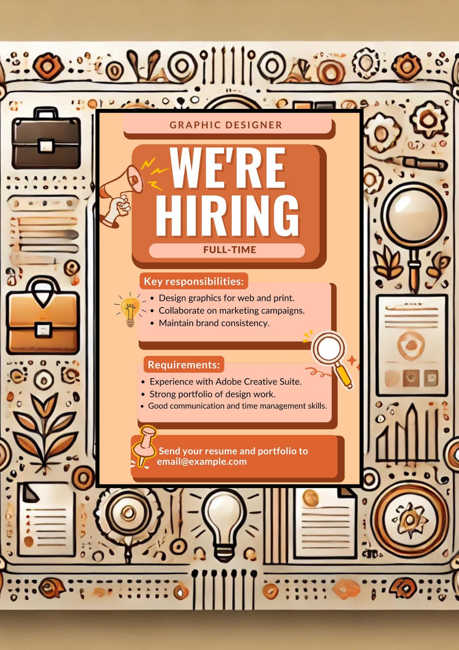 Customizable Job Hiring Poster Template Editable Recruitment Flyer for ...