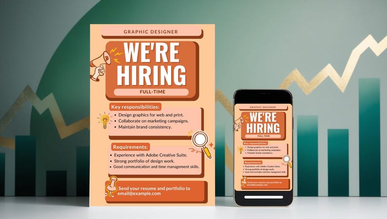 Customizable Job Hiring Poster Template | Editable Recruitment Flyer ...