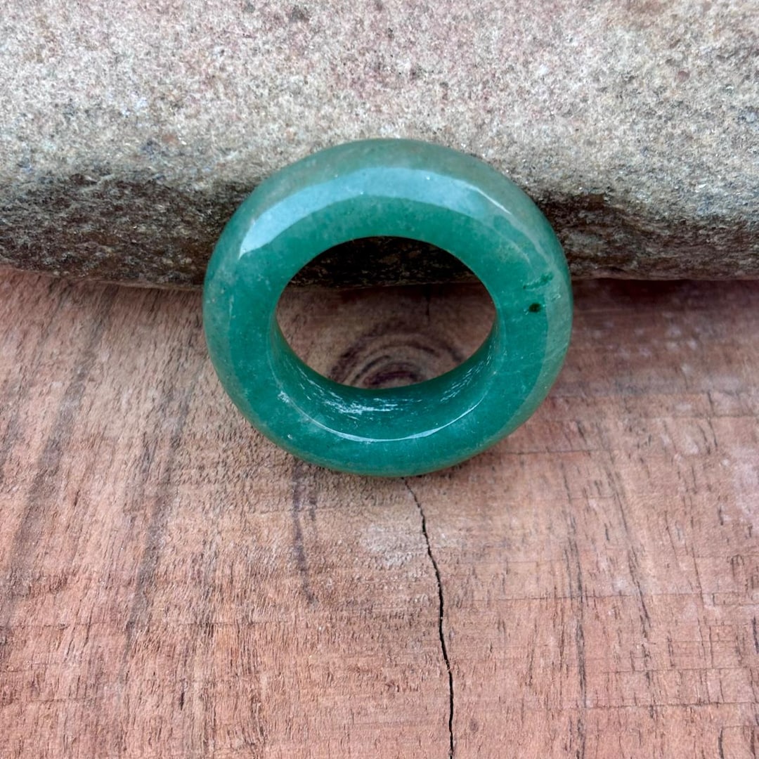 Green Jade Gemstone Ring • Unisex Boho Band - Etsy