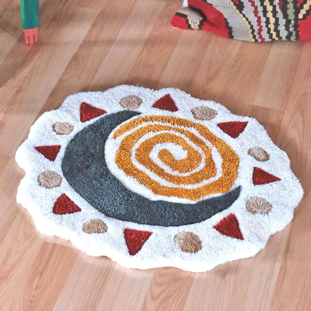 Sun & Moon Rug | Handmade Tufted Floor Rug | Boho Dorm Vibe | Unique ...