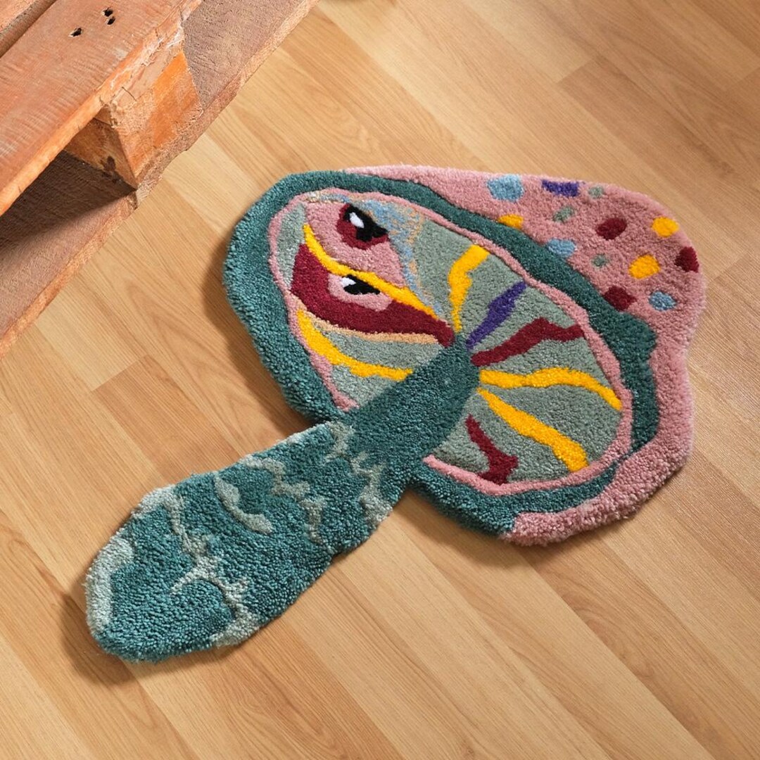 Magic Mushroom Tufted Rug, Psychedelic Art, %100 Handmade Small Rug ...
