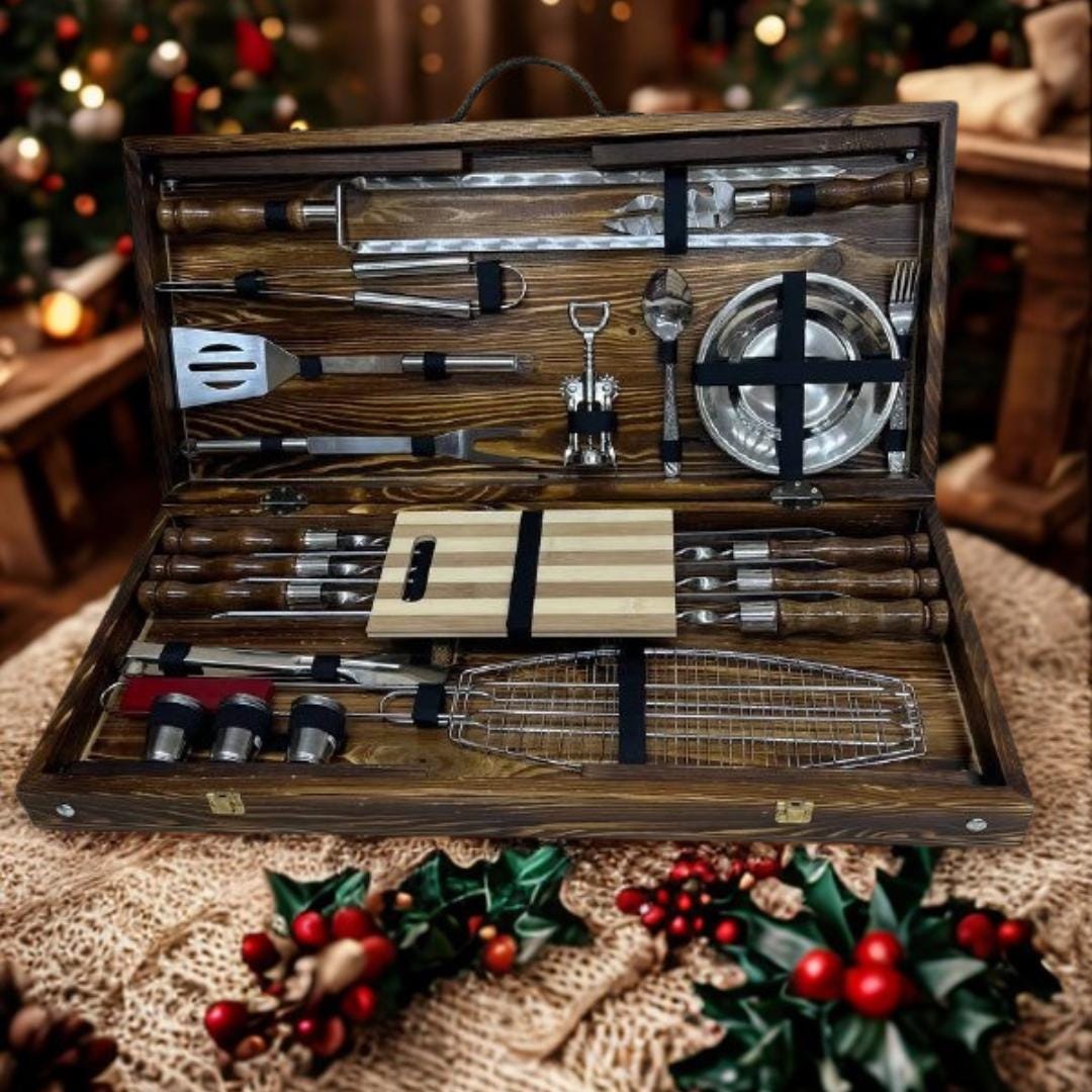 Personalized BBQ Set / Wooden Anniversary Gift for Husband / Christmas ...