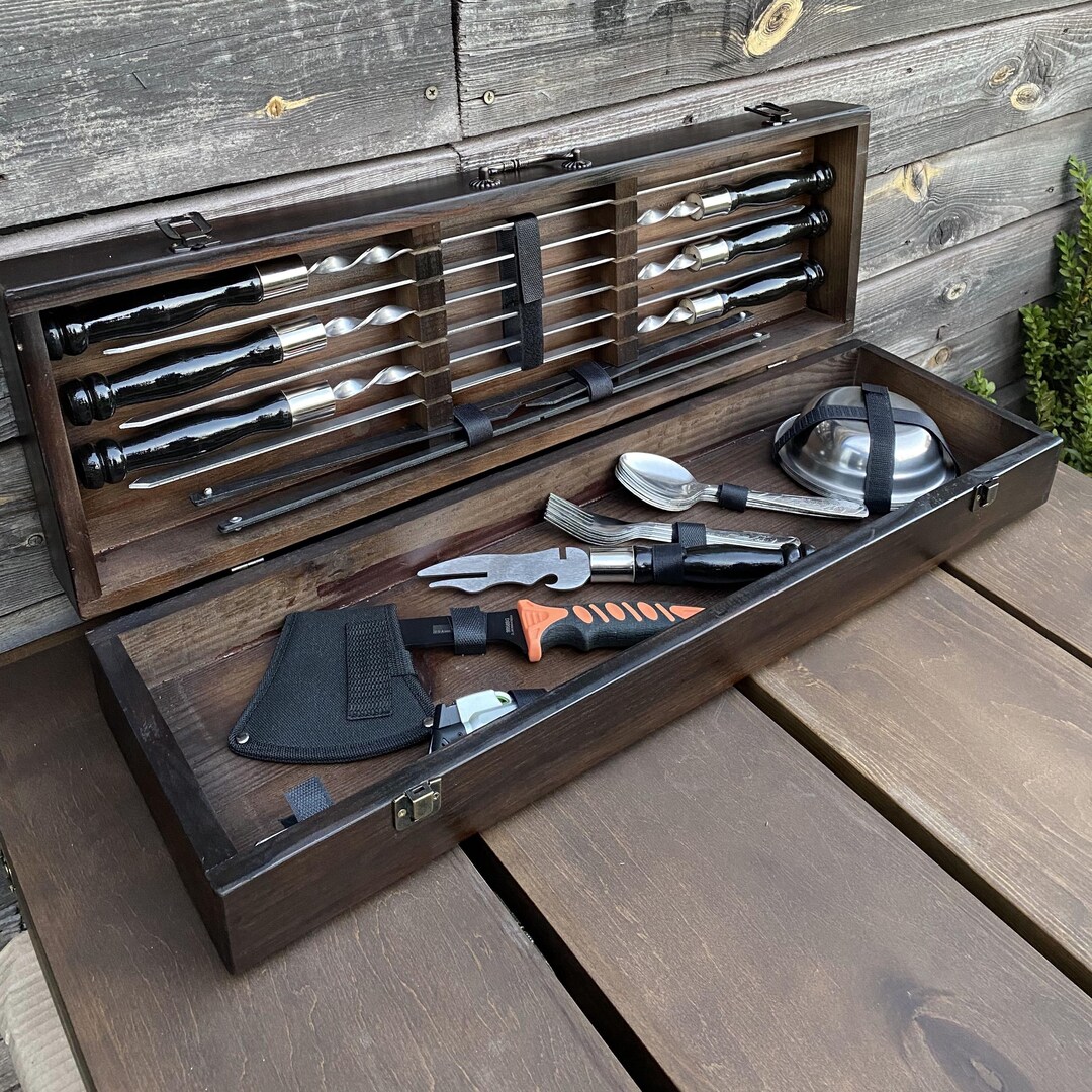 Stainless Steel BBQ Set / Man Grill Gift / Personalized Set / Camping ...