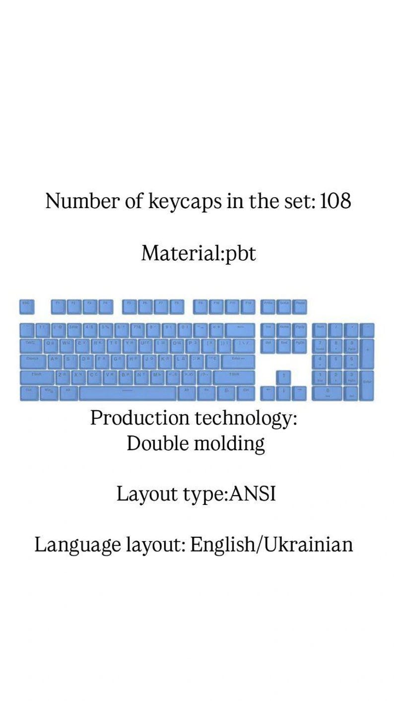 Ukrainian PBT Keycaps Set / Keycaps Set Blue, Yellow, Gray / Custom Keyboard / PBT Keycaps ...