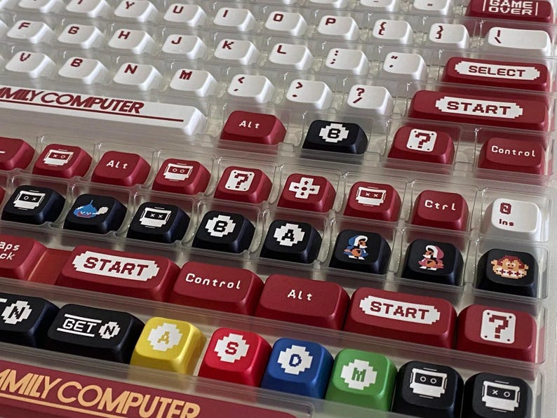 Custom PBT Keycap Set - Famicom Theme, 131 Game Key Caps, Artisan ...