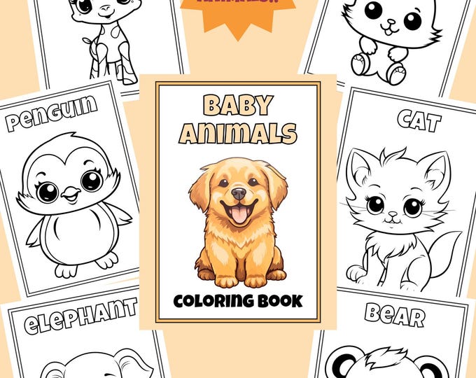 50 Cute Baby Animal Coloring Book Cute Animal Coloring Pages Coloring ...