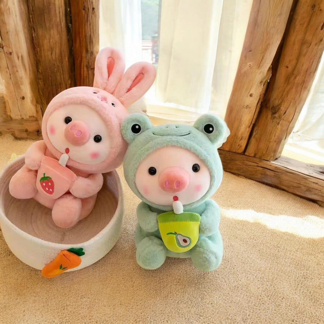 Kawaii Bubble Pig Plush Toy Soft Animal Bunny, Frog, Tiger Boba ...
