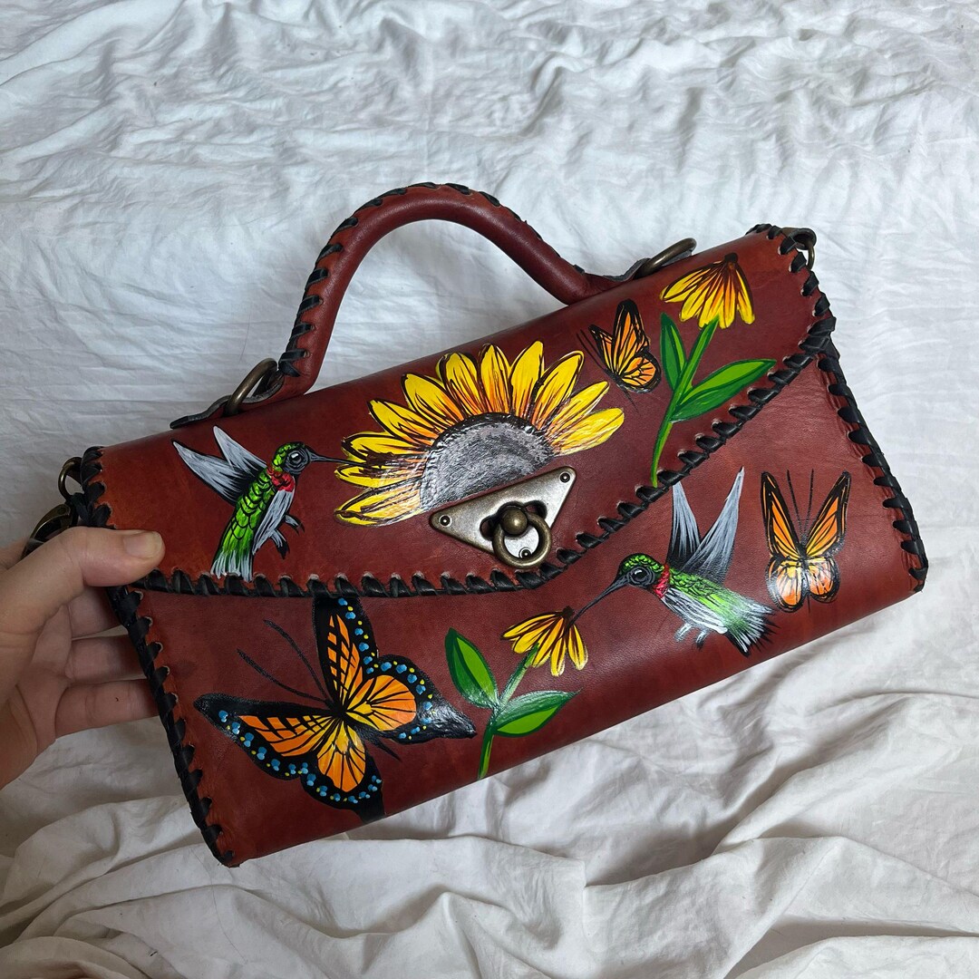 Leather Crossbody Bag/wallet, Handmade and Painted Entirely by Hand ...