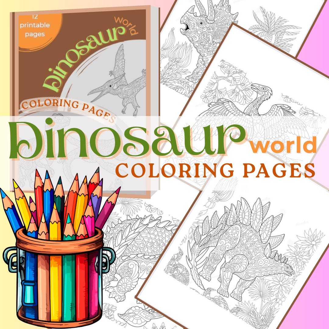 Dino Delight: Dinosaur Themed Coloring Book for Fun and Creativity 12 ...