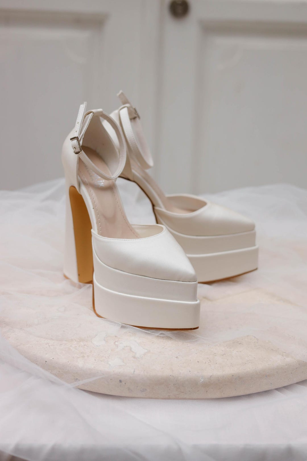 Handmade Satin Bridal Platform Heels: Elegant Wedding Shoes (sizes 33 ...