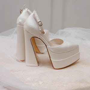 Handmade Satin Bridal Platform Heels: Elegant Wedding Shoes (sizes 33 ...