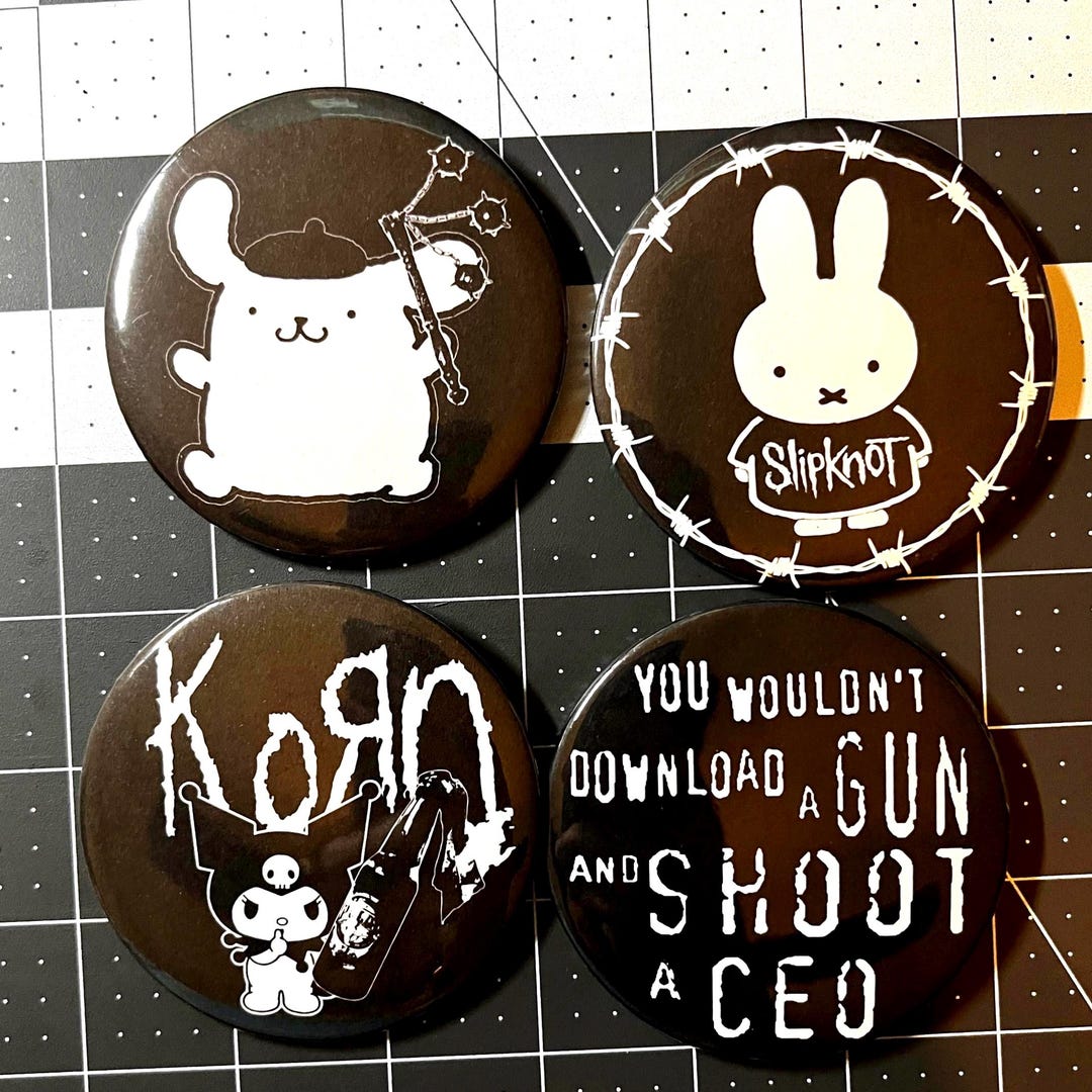 Punk Emo Goth 3” Pinback Buttons: Korn, Slipknot, Sanrio - Etsy