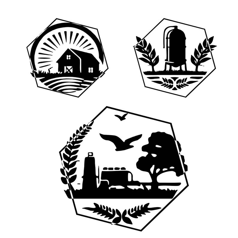 Farm Landscape Svg Bundle, Farm Scene Clipart, Farmhouse Vector ...