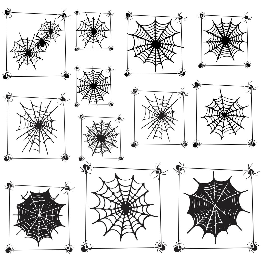 Spider Web Svg Bundle, Spider Web Clipart, Web Vector, Cobweb Decal ...