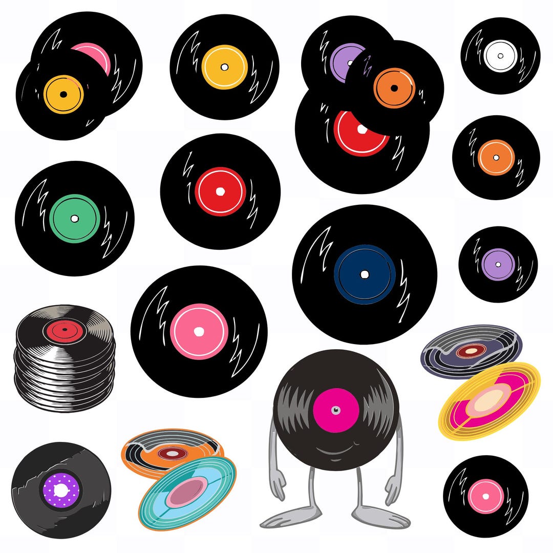 Vinyl Record Svg Bundle, Vinyl Disc Clipart, Vinyl Record Vector ...