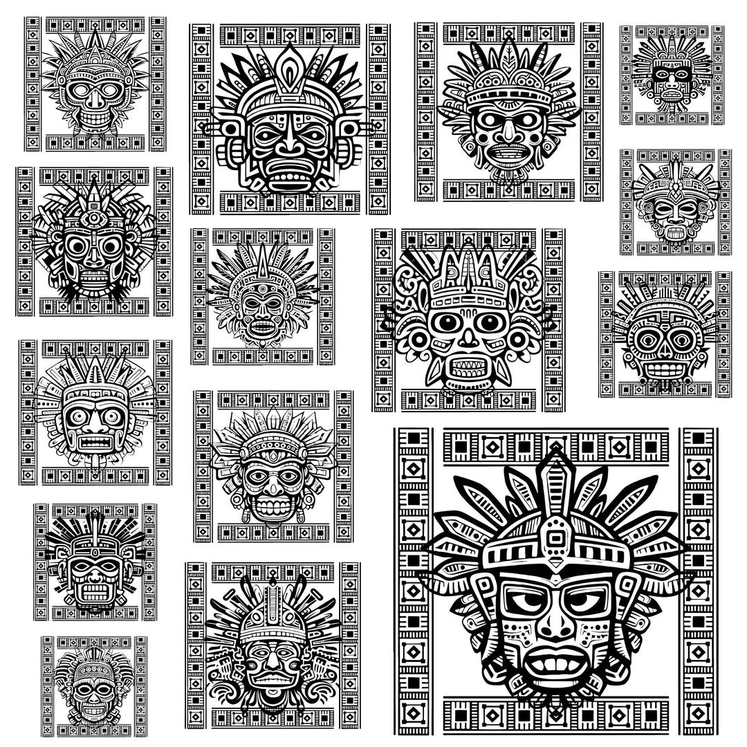 Aztec Svg Bundle, Aztec Clipart, Intricate Aztec Vector, Ancient Tribal ...