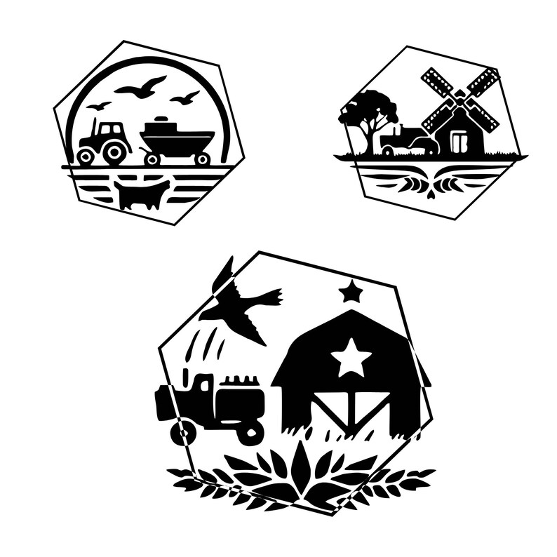 Farm Landscape Svg Bundle, Farm Scene Clipart, Farmhouse Vector ...