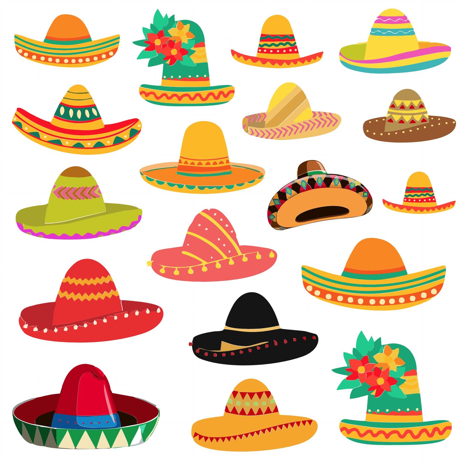 Sombrero Svg Bundle, Sombrero Clipart, Sombrero Hat Vector, Mexican Hat ...