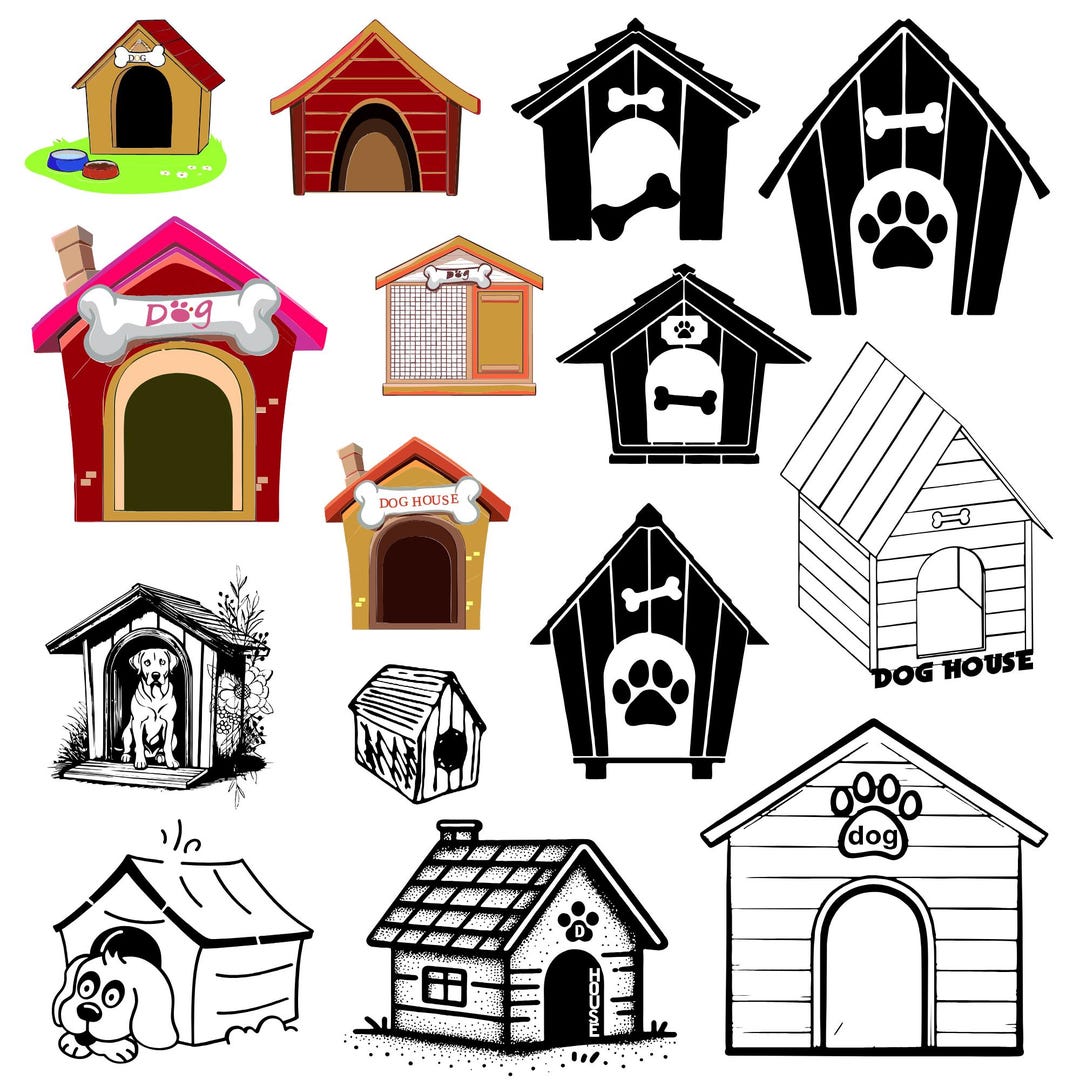 Dog House Svg Bundle, Dog House Clipart, Dog Bone Vector, Dog Decal ...