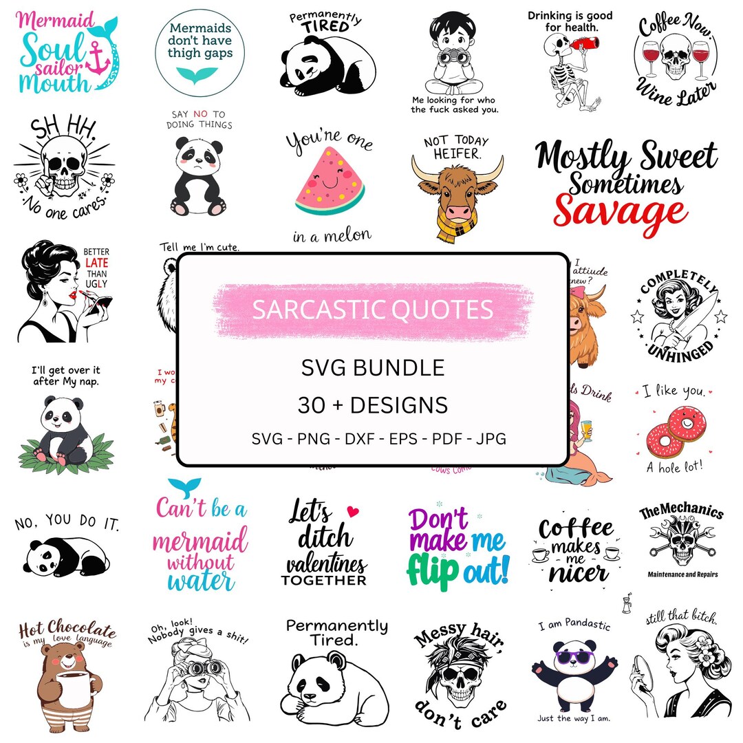 Sarcastic Svg Bundle, Funny Clipart, Sarcasm Vector, Sassy Png ...