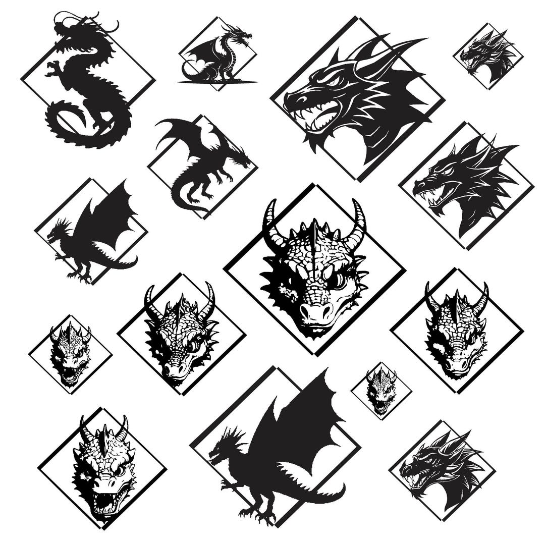 Dragon Svg Bundle, Mythical Beast Clipart, Chinese Dragon Vector ...