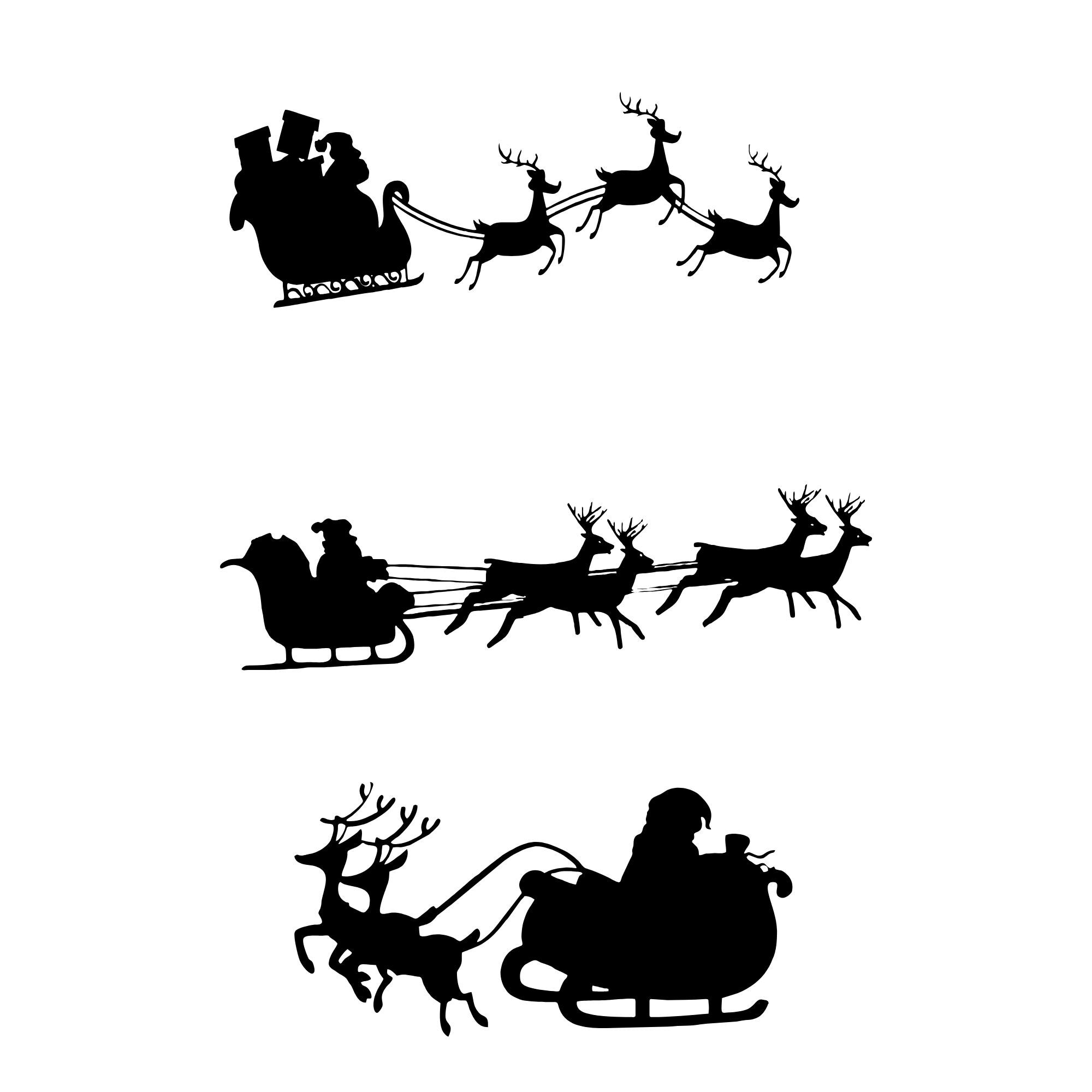 Santa's Sleigh Svg Bundle, Christmas Clipart, Reindeer Vector, Flying ...