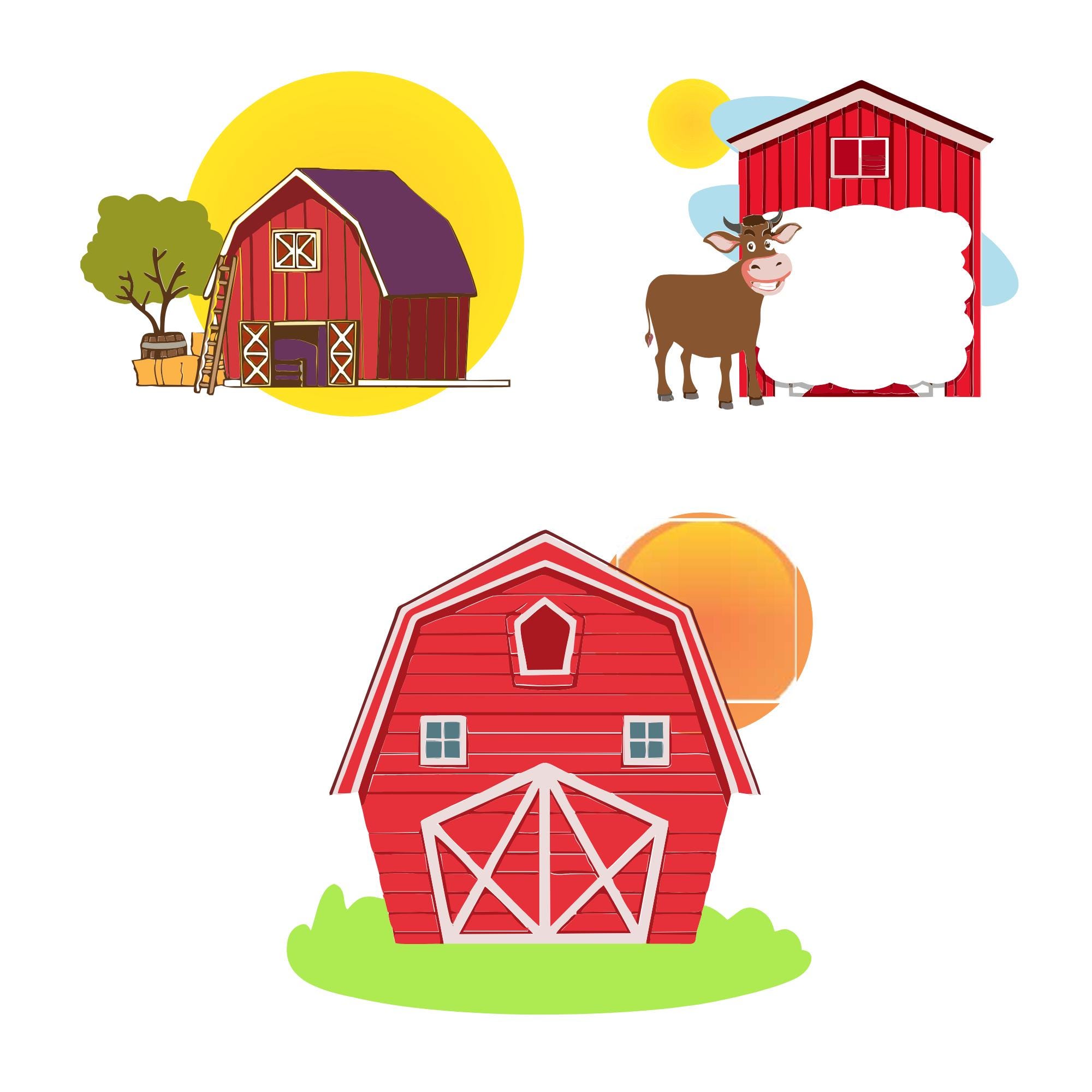 Barn Svg Bundle, Farm Clipart, Barn House Vector, Farmhouse Decal, Barn ...
