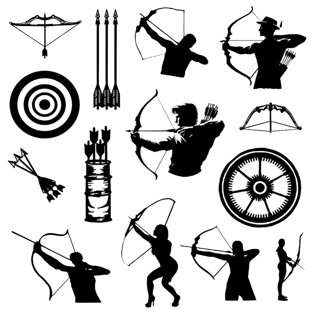 Archery Svg Bundle, Bow and Arrow Clipart, Target Vector, Archery Decal, Arrow Cut Files ...