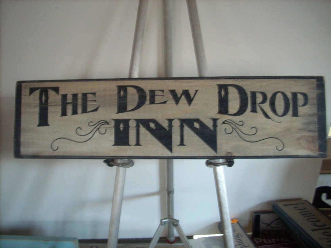 The Dew Drop Inn Sign Painted Wood Shabby Chic Painted Cottage Sign Bar ...