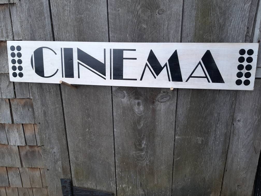 Cinema Sign Wooden Shabby Chic Painted Marquis Marquee Movies | Etsy