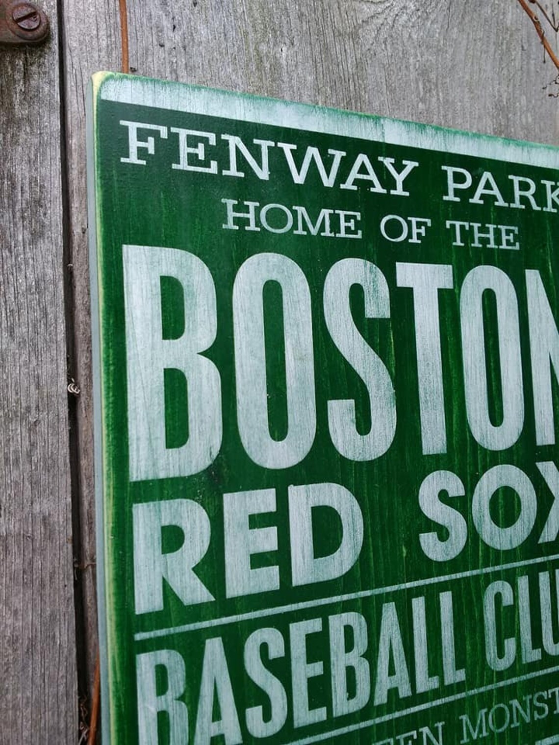 BIG Red Sox Fenway Park Green Monster Painted Wood Sign BIG Boston ...