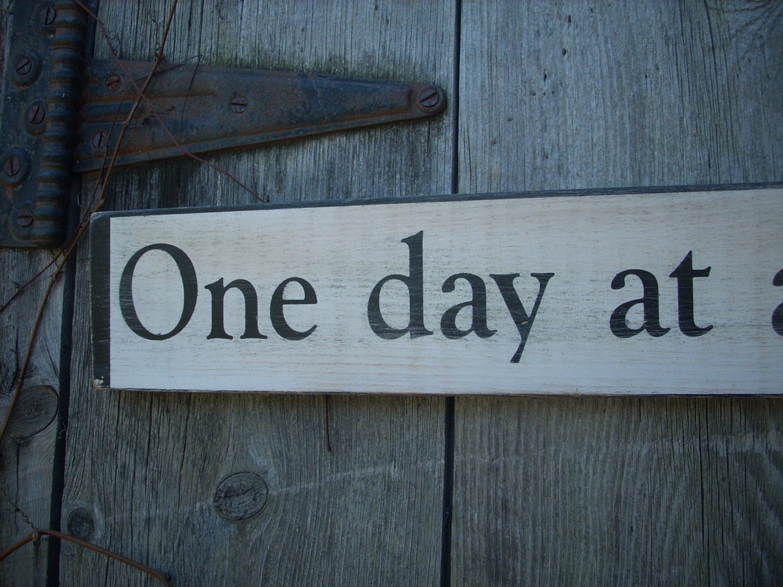 One Day at a Time Shabby Wood Sign Thankful AA Gratitude - Etsy