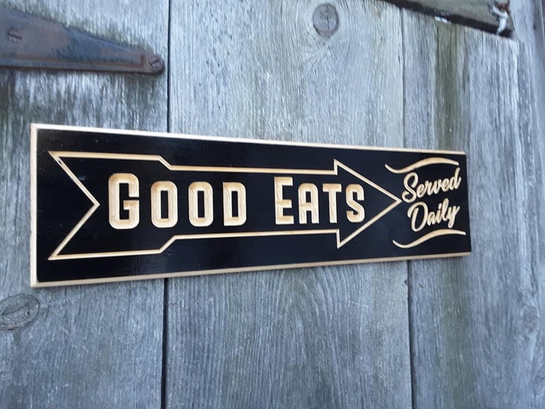 Routed Carved Engraved Painted Wood Sign Good Eats Sign Served | Etsy