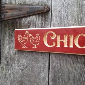 Routed Carved Engraved Chicken Coop Sign Red or Black With Natural ...