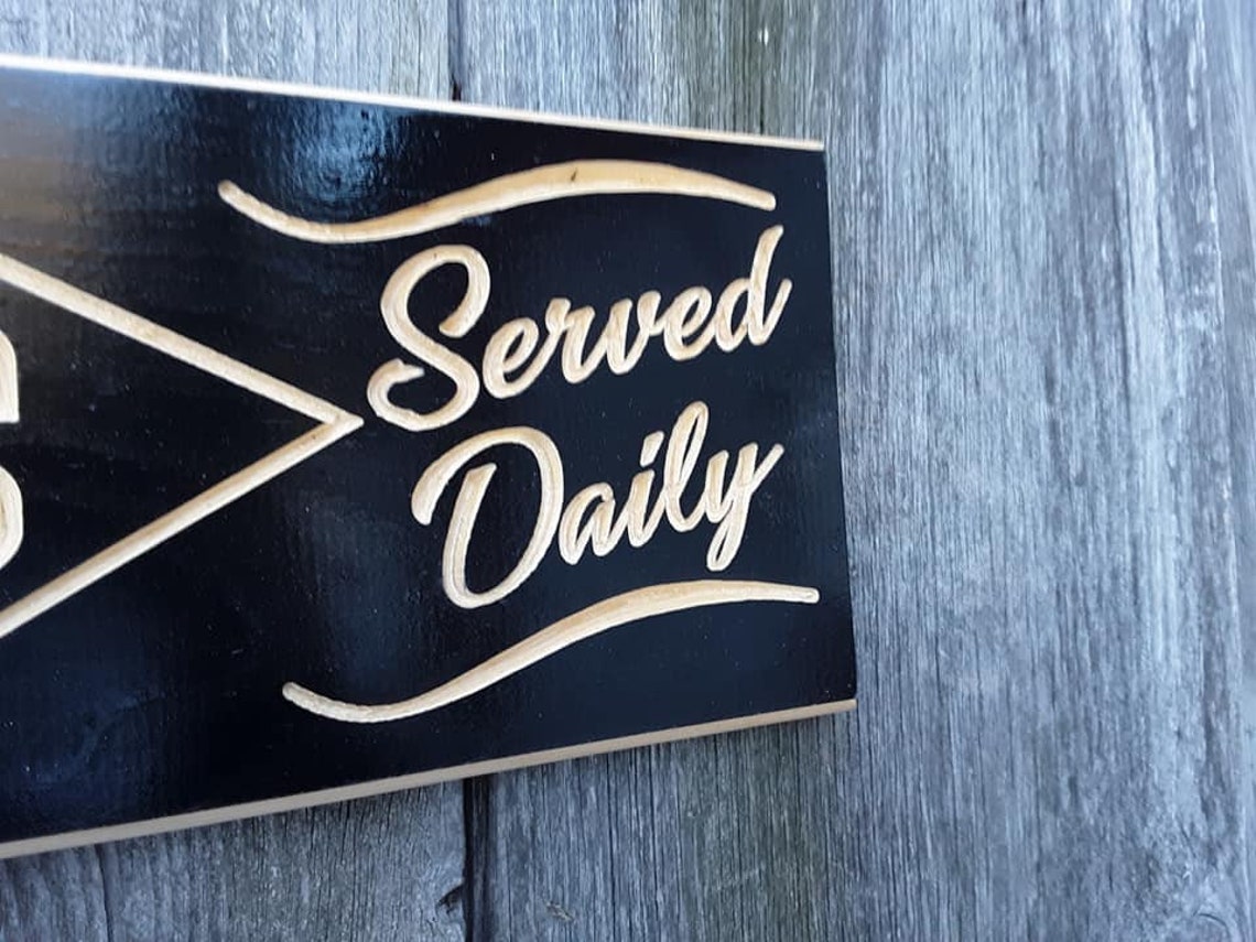 Routed Carved Engraved Painted Wood Sign Good Eats Sign Served | Etsy